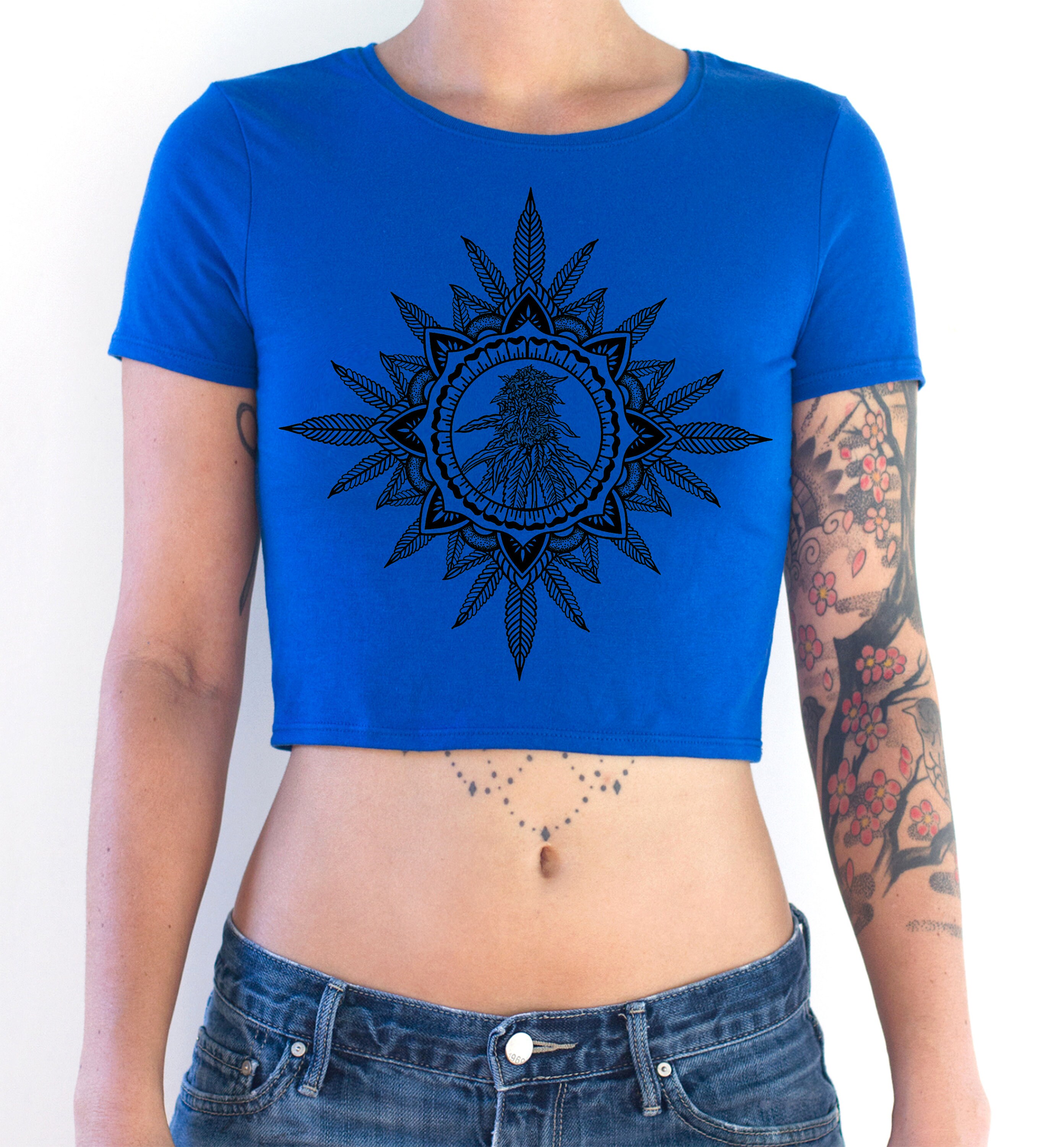 Women's GANJA MANDALA Sacred Geometry CROP Tee Tattoo | Etsy
