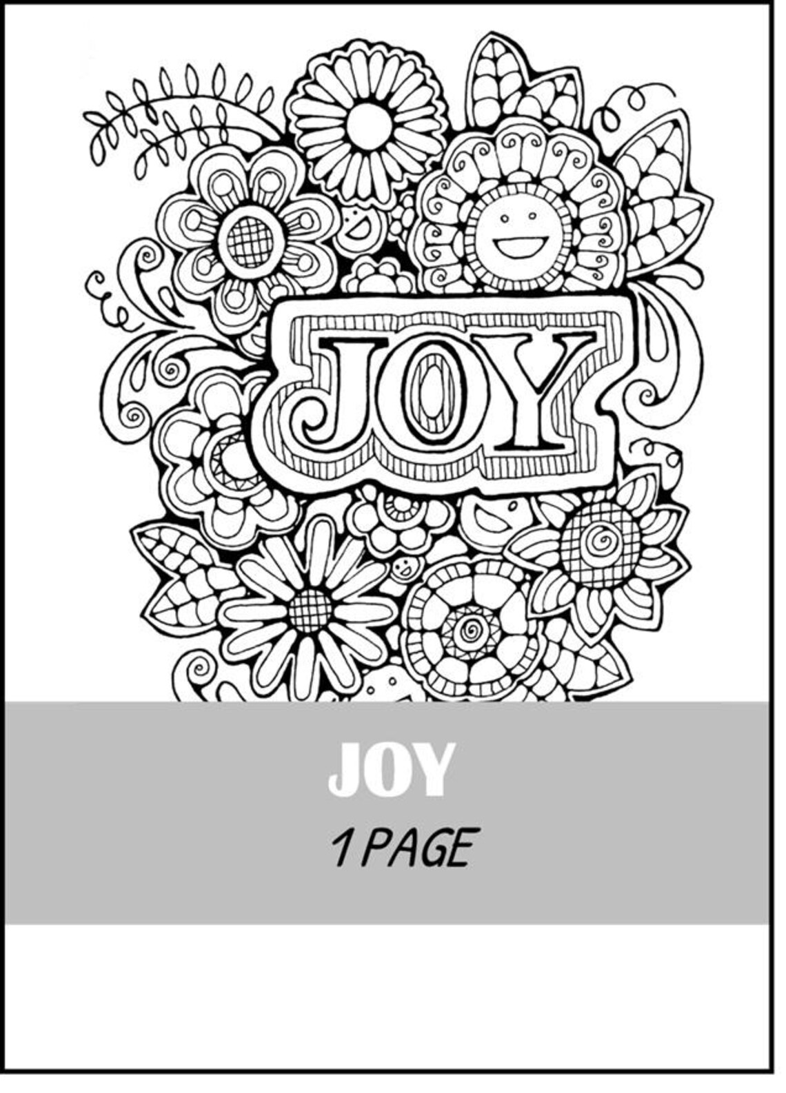 Coloring Page, Joy, PDF, 1 Adorable Page, Bold & Simple, Relaxing ...