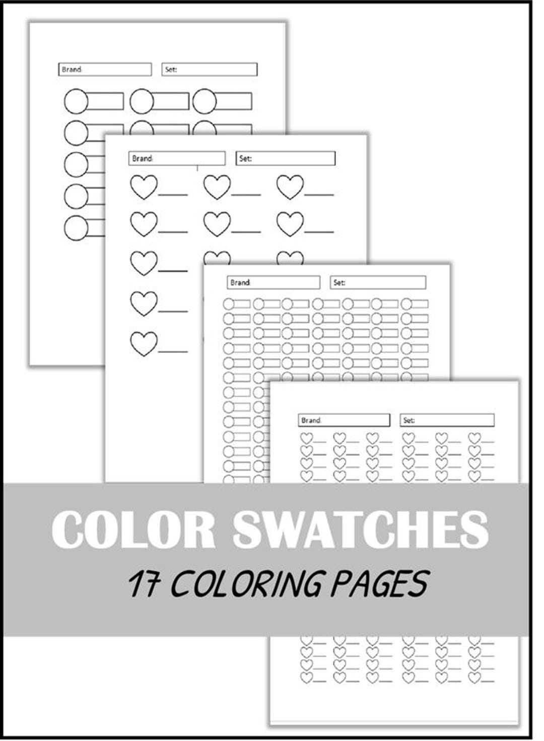 Printable Color Swatch Chart, 17 Marker & Pencil Test Pages (digital ...
