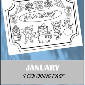 January Coloring Page, Winter Themed Kids Activity (printable Download ...