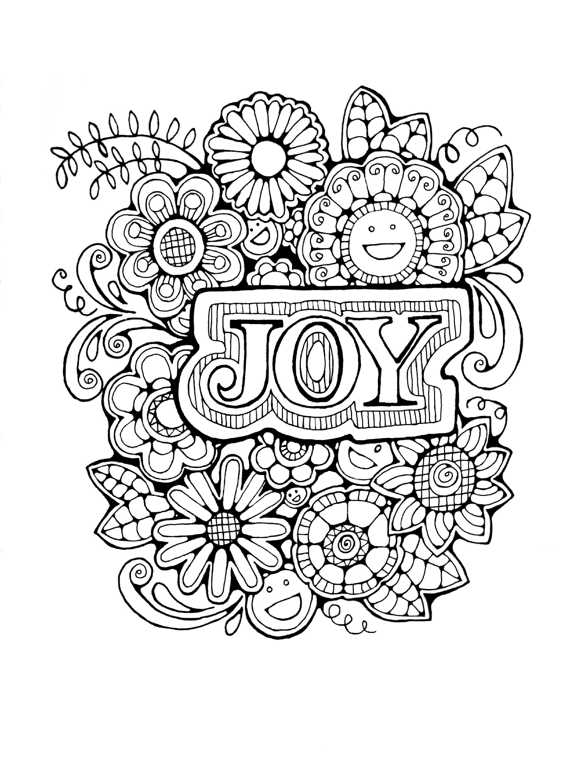 Coloring Page, Joy, PDF, 1 Adorable Page, Bold & Simple, Relaxing ...
