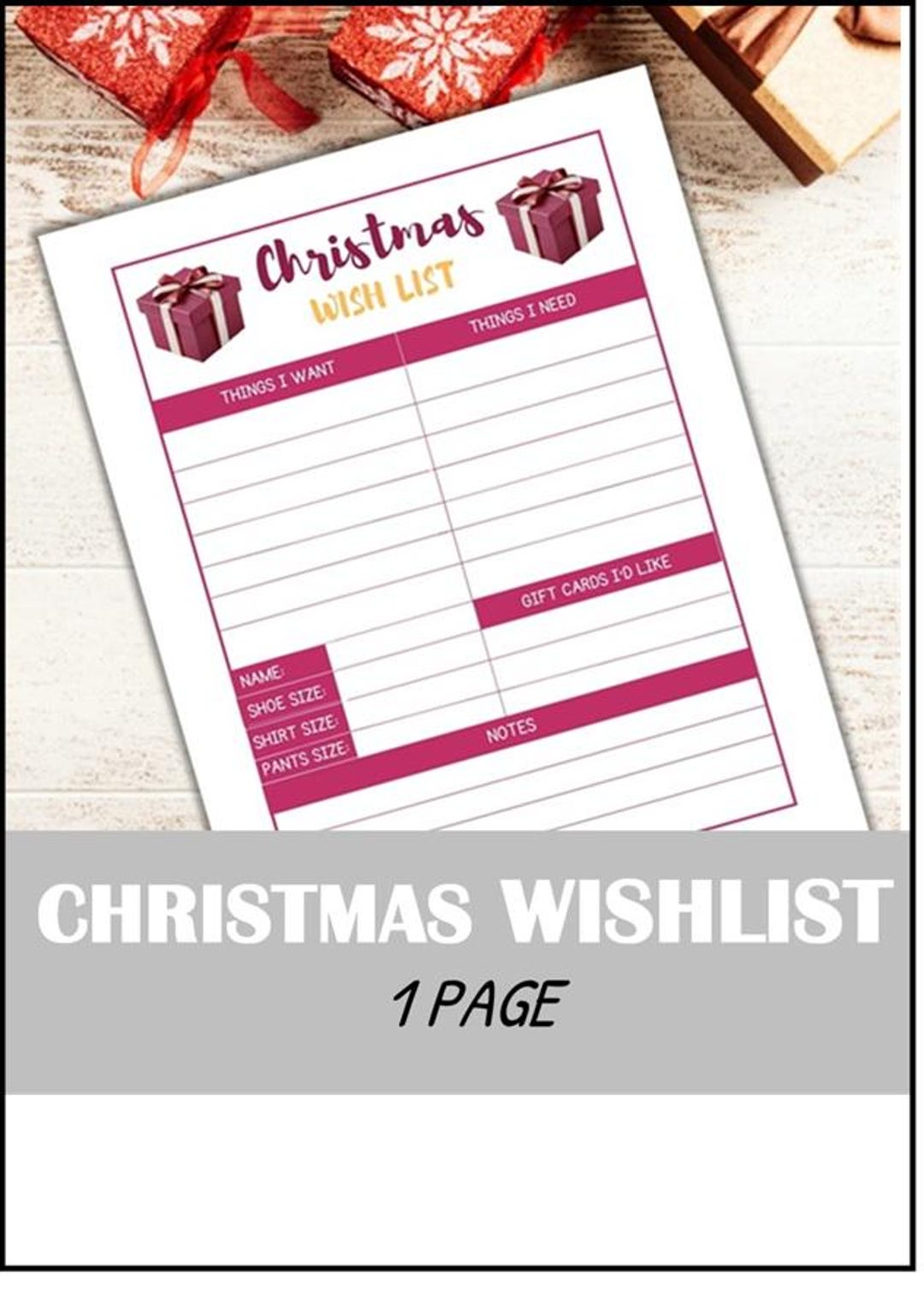 Printable Christmas Wishlist: Gift List for Kids & Teens (digital ...