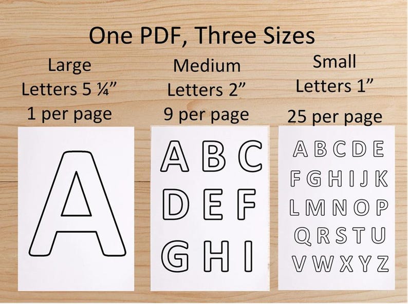 Large Alphabet Letters Printable, 3 Sizes Bulletin Board Letters ...