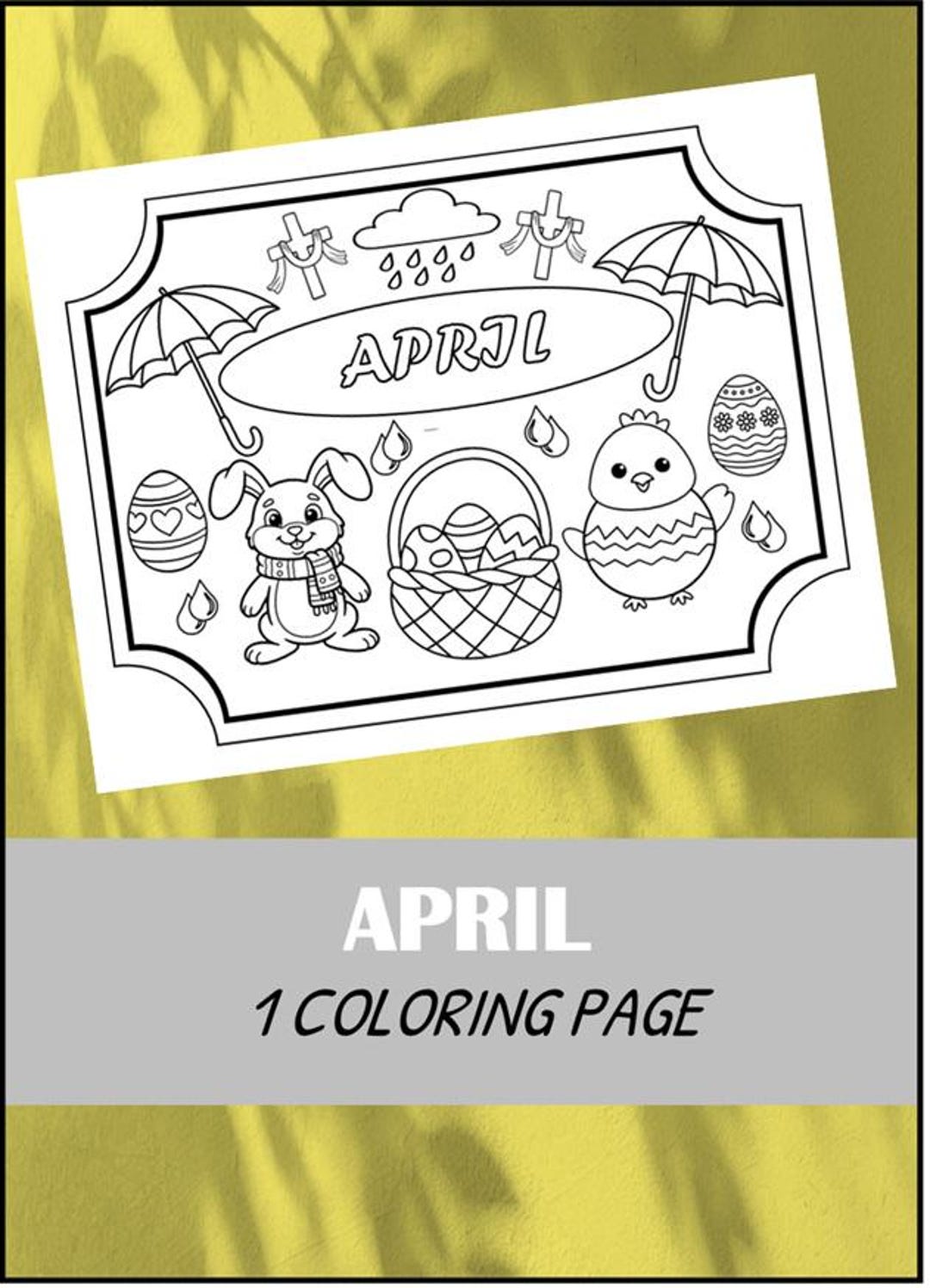 April Coloring Page Printable, Easter & Spring Coloring Sheet for Kids ...