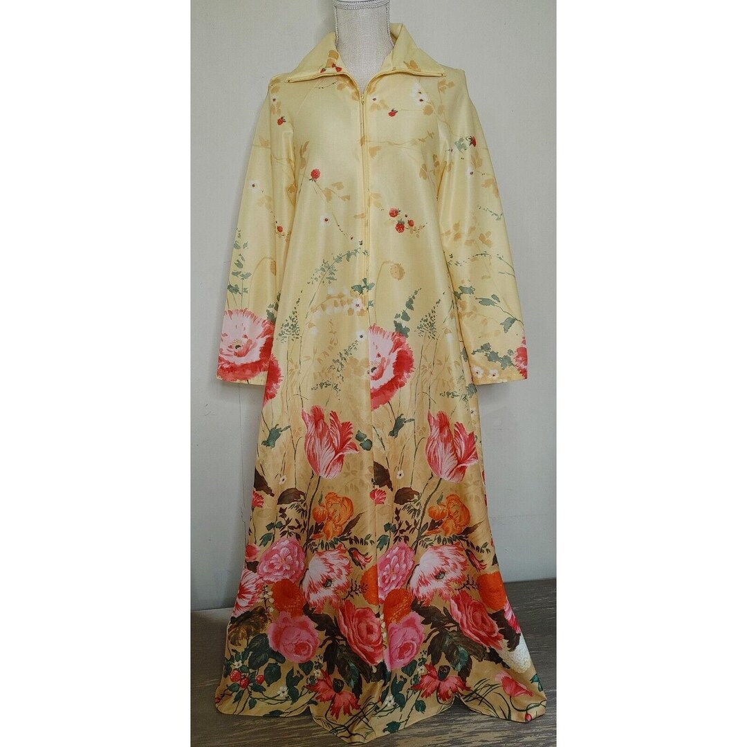 Vintage 70s Caftan Muumuu Sz L Mrs Roper Bright Butterfield 8 Kaftan ...