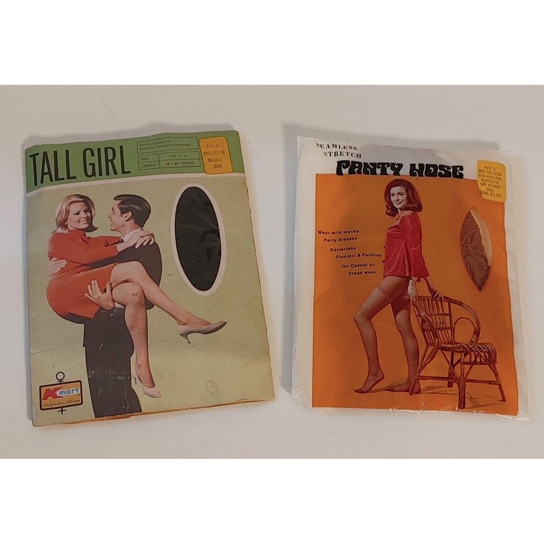 2 Pair Vintage 60's Pantyhose Small/med Tall Black & Suntan Kresge K Mart in Original Packages ...