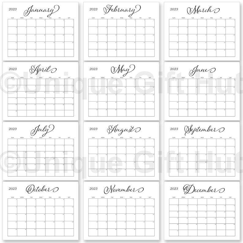 Editable Printable 2024 Simple Calligraphy Desk Calendar,monthly ...
