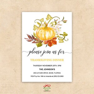 Thanksgiving Invitation Template Editable Fall Invitation - Etsy