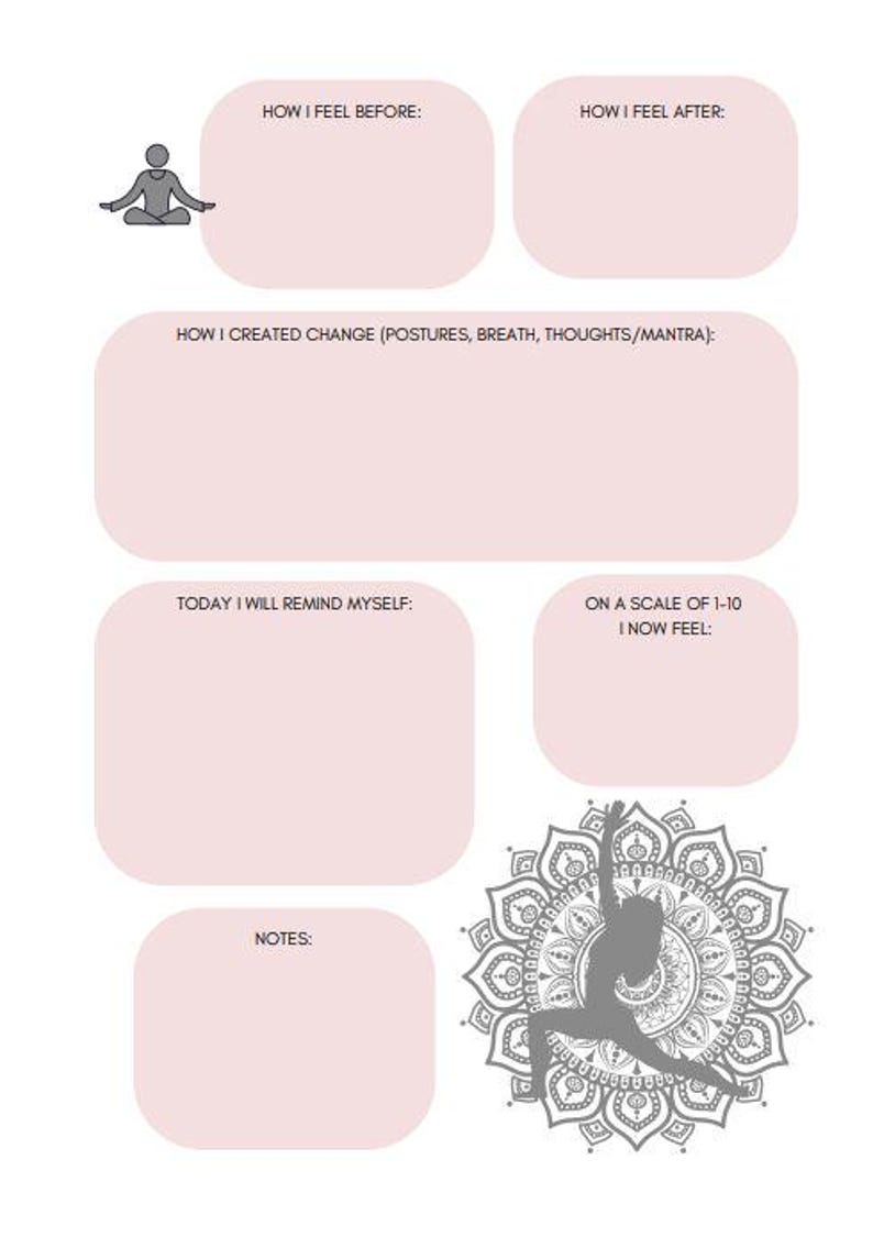A Yoga Journal | Yoga Template Personal Practice | Wellbeing Tracker ...