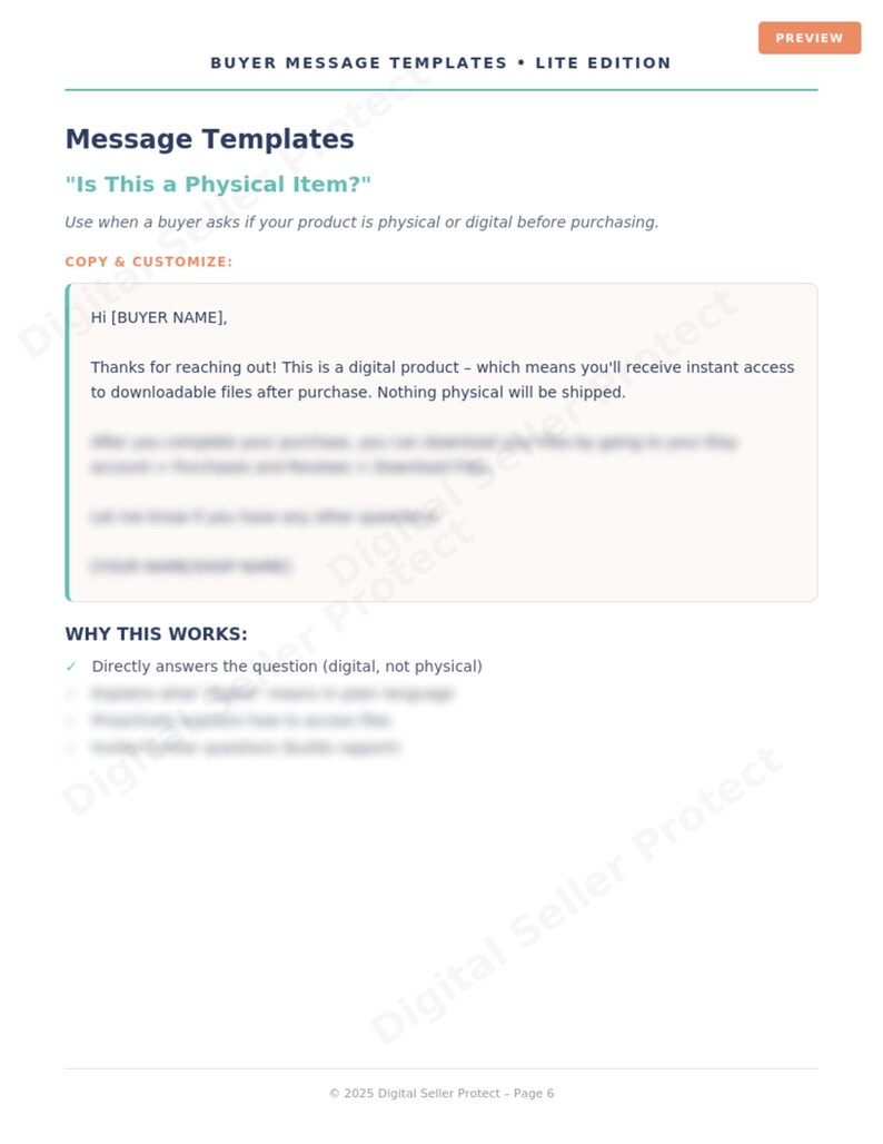 Buyer Message Templates for Digital Products | Customer Response ...
