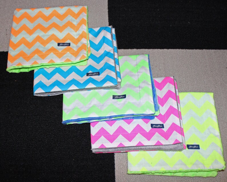 Neon Chevron Small Minky Blankets - Etsy