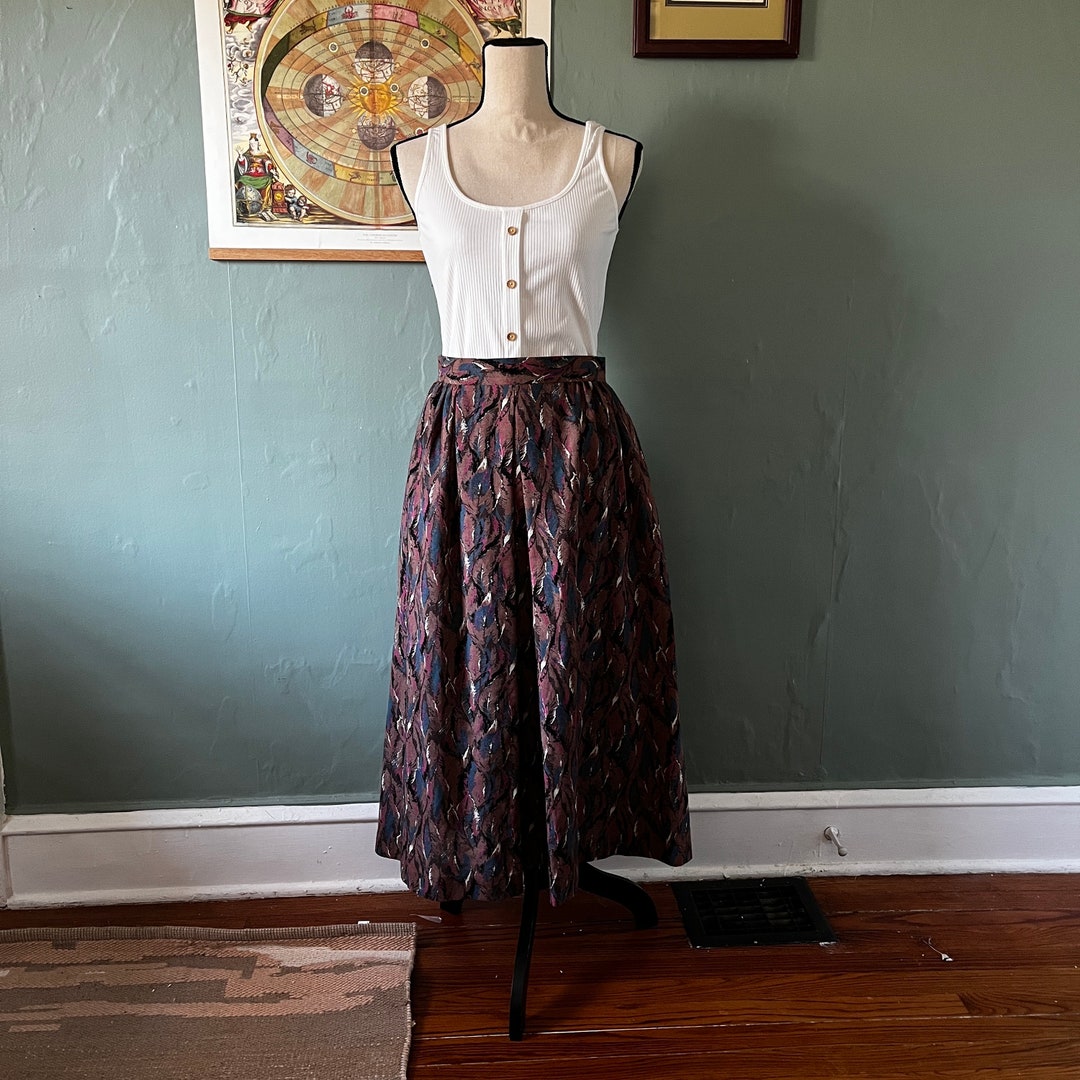 Unique Vintage Cotten Feather Print Skirt | Authentic Vintage | Real ...