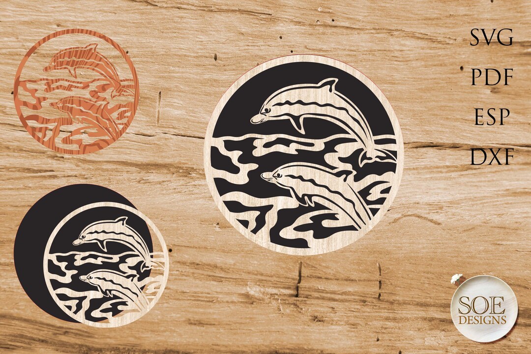 Dolphins, Laser Cut File, Wood Sign SVG for Glowforge and Lasers ...