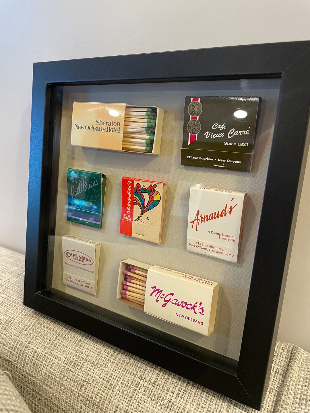 New Orleans, LA || Vintage Matchbook Collage Shadowbox - Etsy
