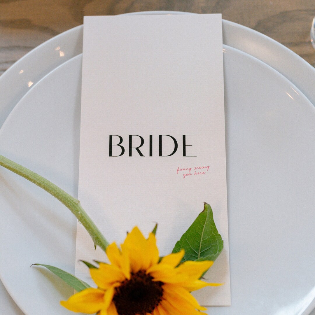 Wedding Menu & Name Card Double Sided. Editable With Canva - Etsy