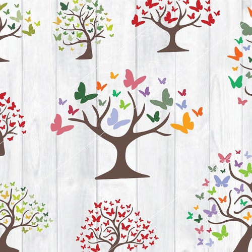 Butterfly Trees SVG Tree Sticker Tree Clipart Tree Vinyl - Etsy