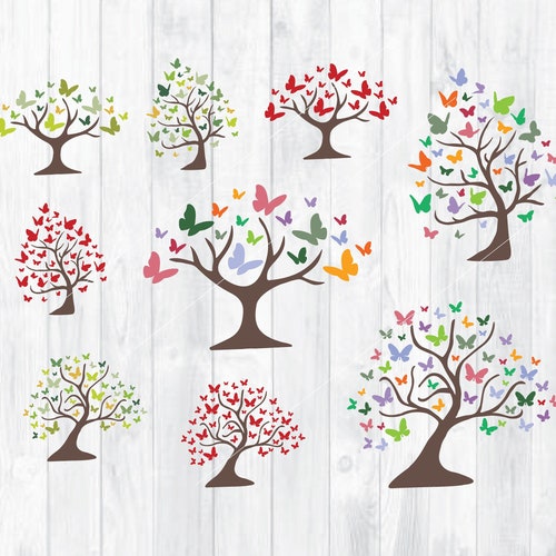 Butterfly Trees SVG Tree Sticker Tree Clipart Tree Vinyl - Etsy