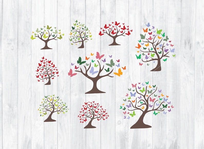 Butterfly Trees SVG Tree Sticker Tree Clipart Tree Vinyl - Etsy