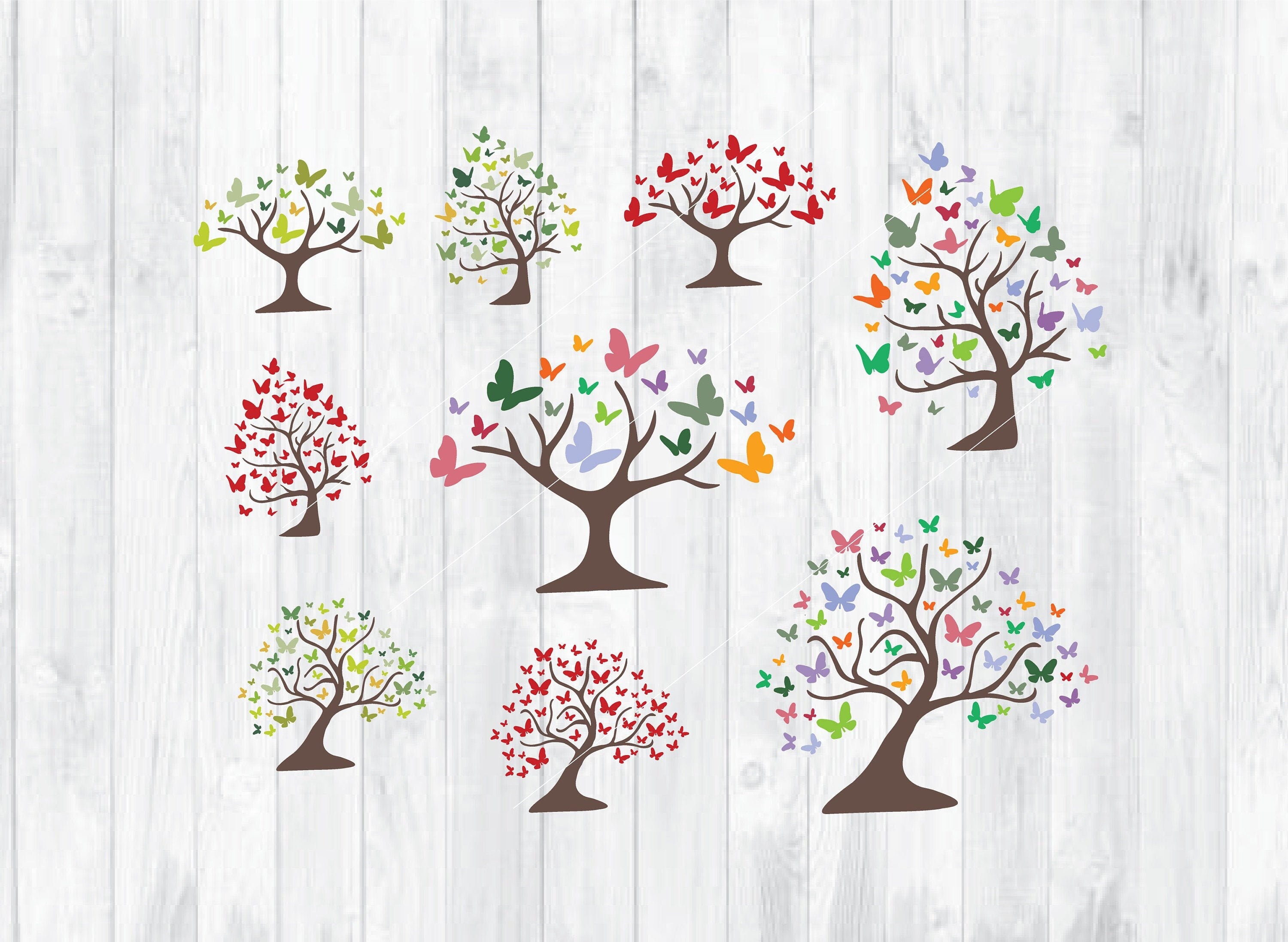 Butterfly Trees SVG Tree Sticker Tree Clipart Tree Vinyl - Etsy