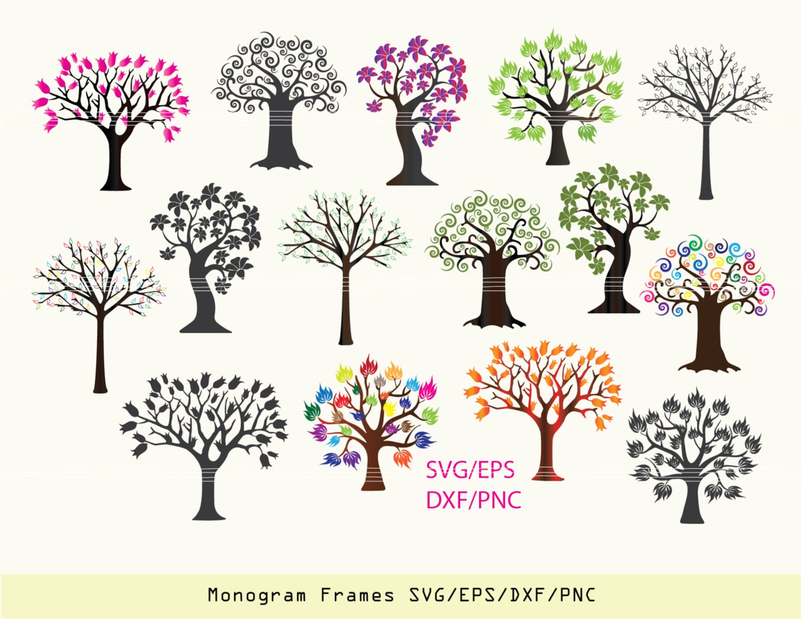 Tree SVG Tree Sticker Tree Clipart Tree Vinyl Decal Svg - Etsy