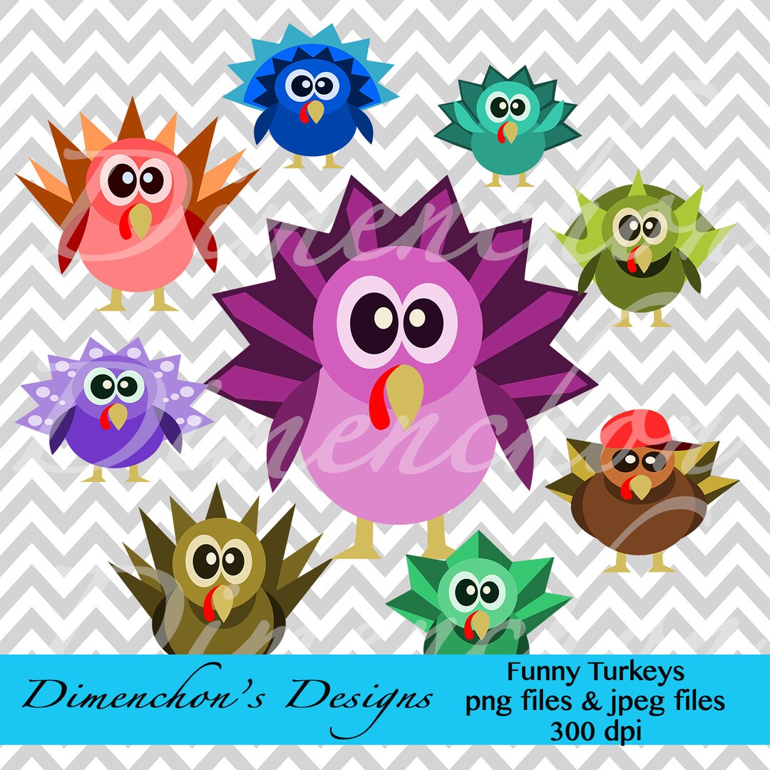 Funny Turkeys (clipart) - Etsy