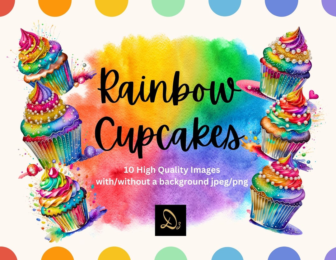 Rainbow Cupcake Clipart 10 Images Multiple Formats - Etsy