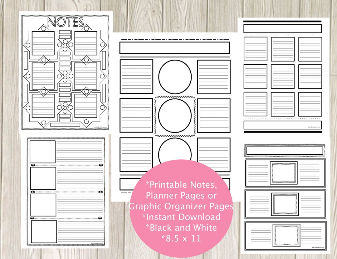 Planner Note Pages -creative Notes Pack 1 - Instant Download - Etsy