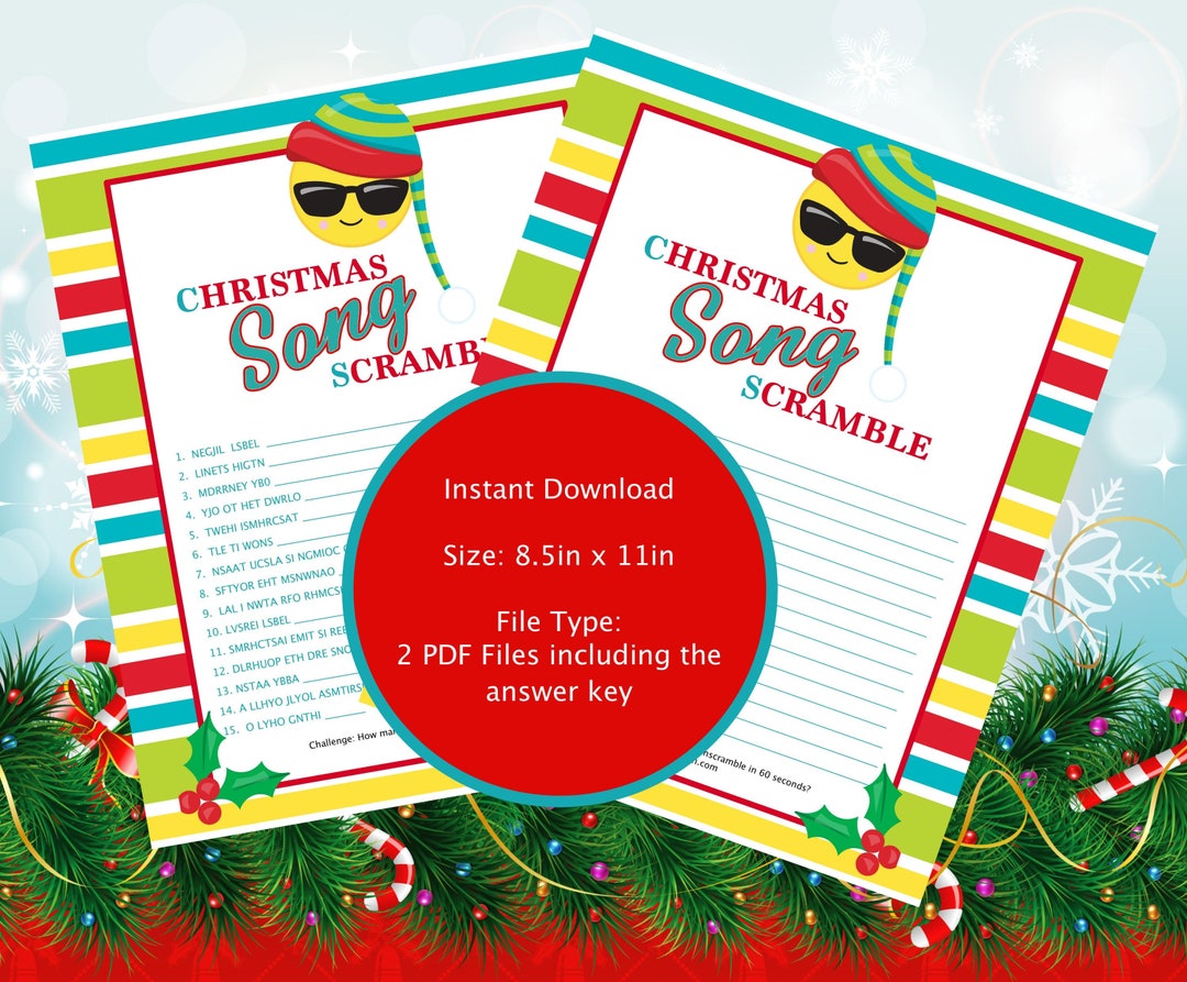 Christmas Song Scramble Game (instant Download) - Etsy