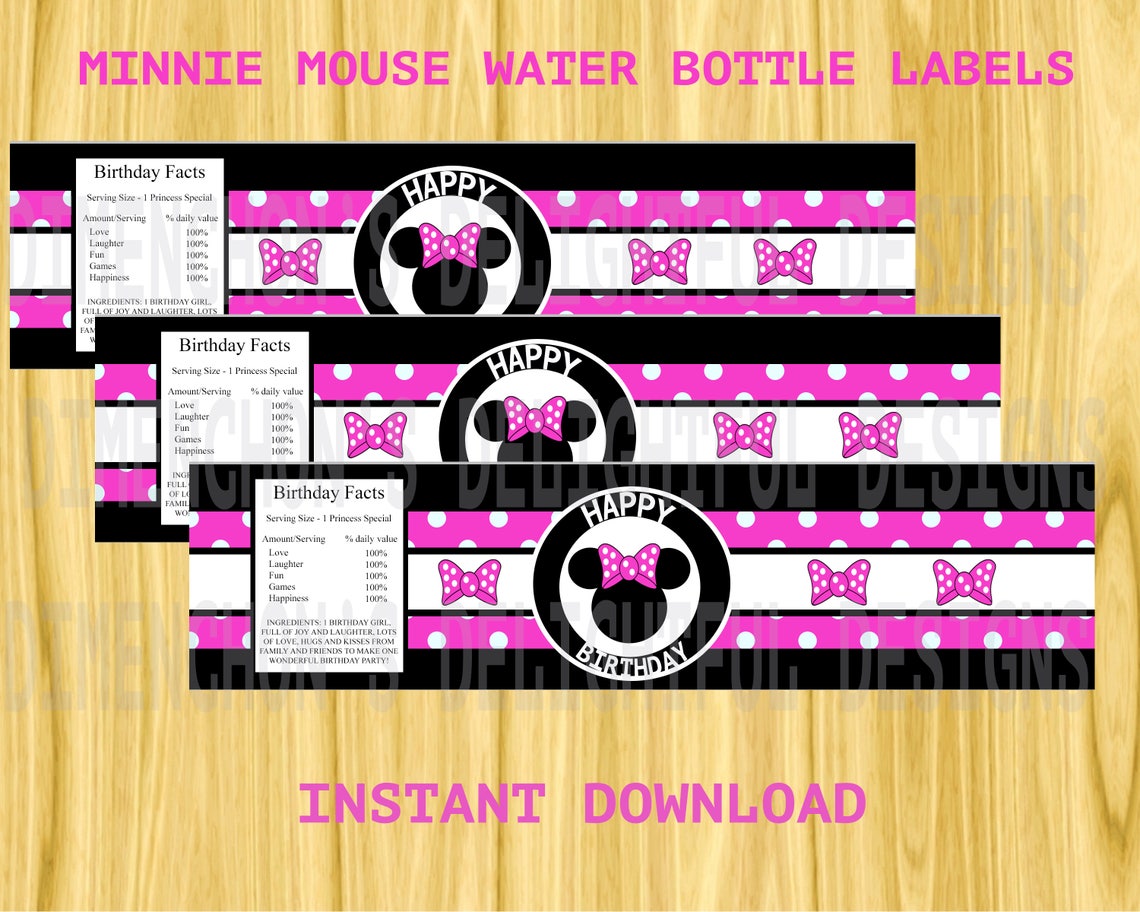 Minnie Mouse DIY Water Bottle Labels - Etsy