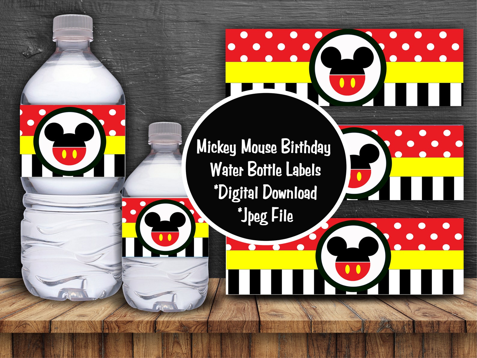 Mickey Mouse Birthday Water Bottle Labels digital Download - Etsy