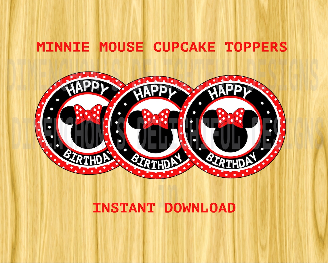 Minnie Mouse DIY Cupcake or Cakepop Toppers RED - Etsy