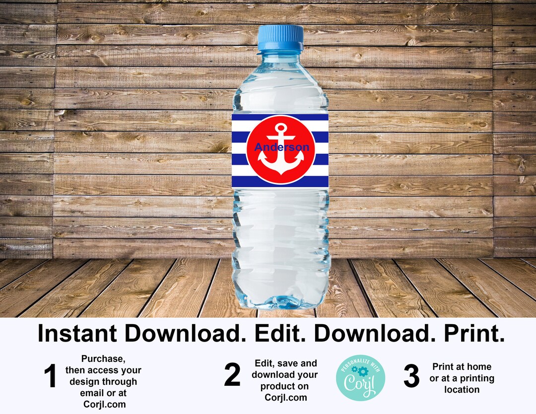 Ahoy It's a Boy Water Bottle Label: Customize Download - Etsy
