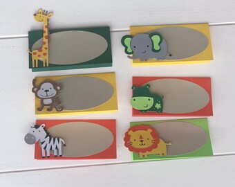12 Jungle or Safari Animal Place Cards Food Cards Labels zoo | Etsy