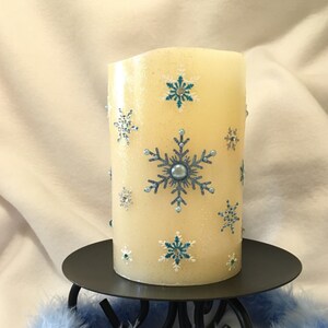Snowflake Candle Blue Snowflake Candle Winter Candle Winter | Etsy