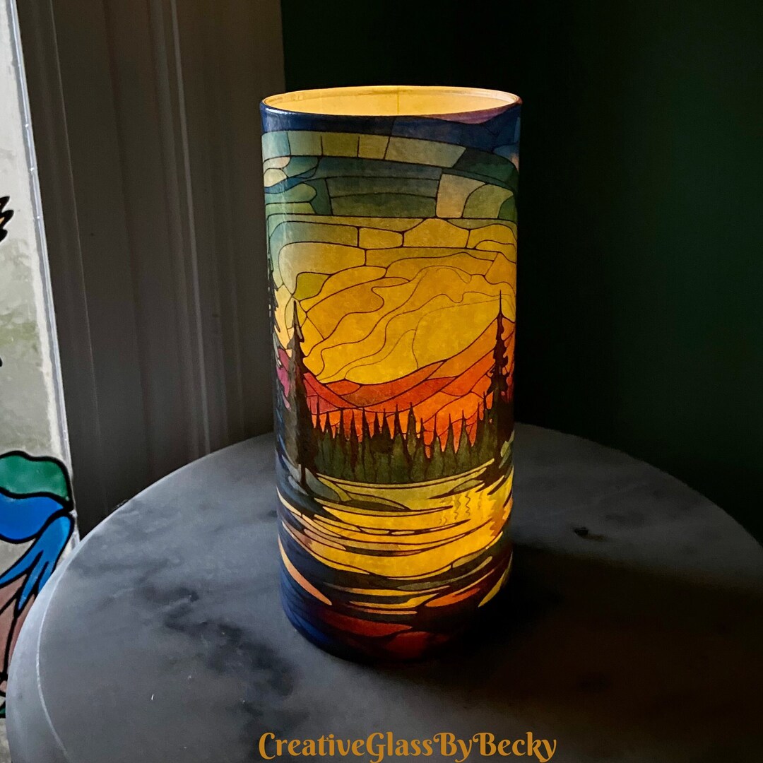 Northern Lights Vase, Aurora Borealis Night Light, Stain Glass Look ...