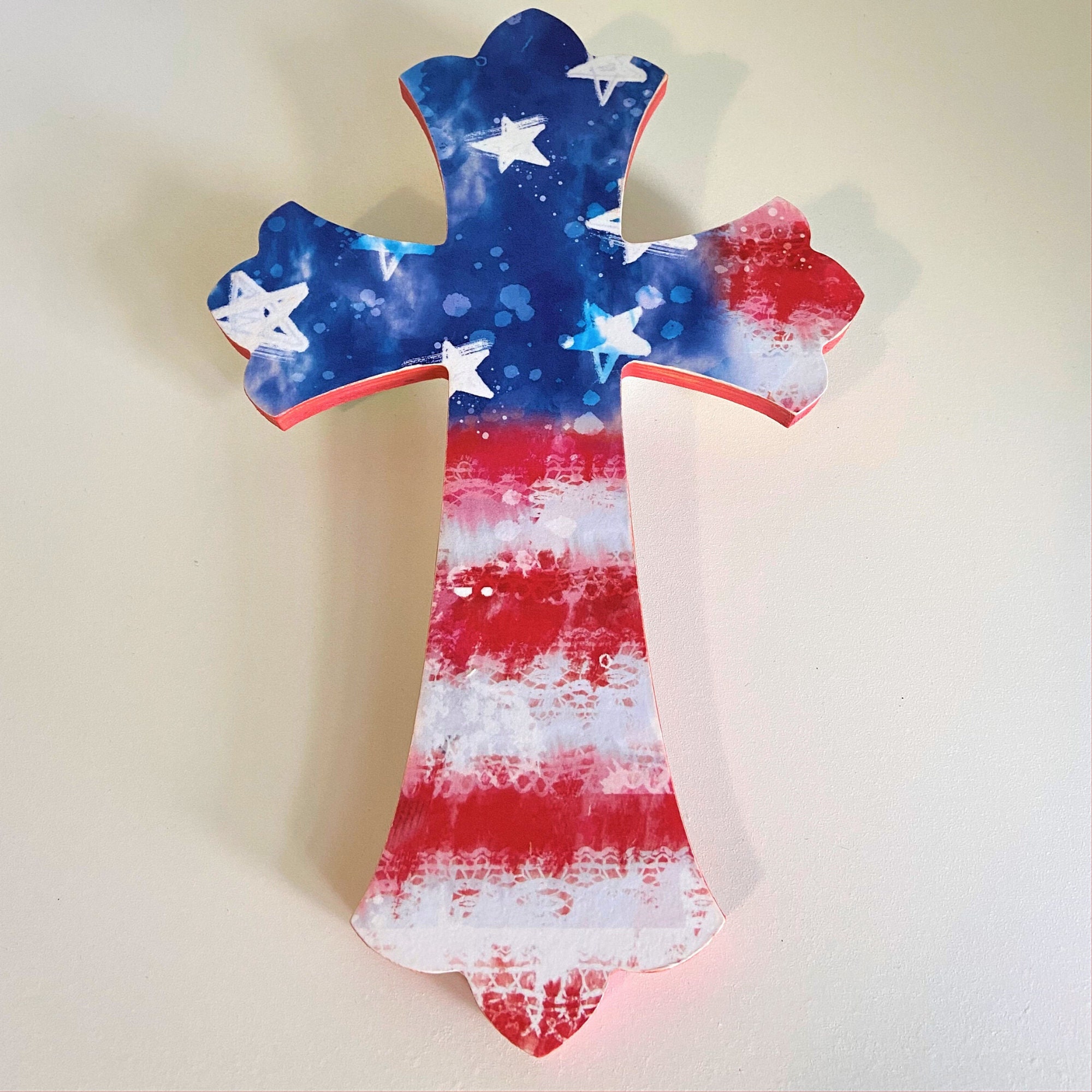 Patriotic Cross American Flag Cross Wood Wall Cross USA | Etsy