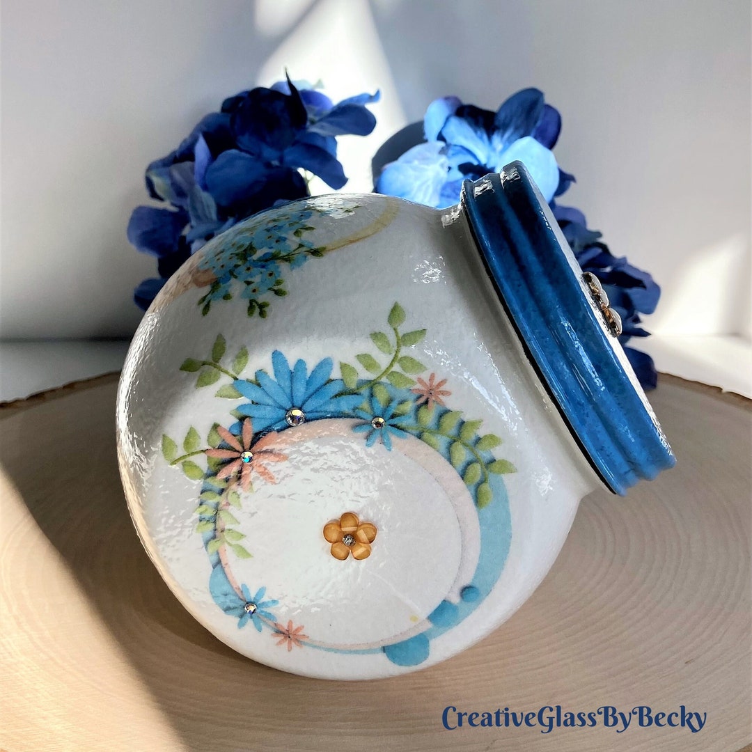 Blue Flower Canister, Small Canister With Lid, Forget Me Not Decor ...