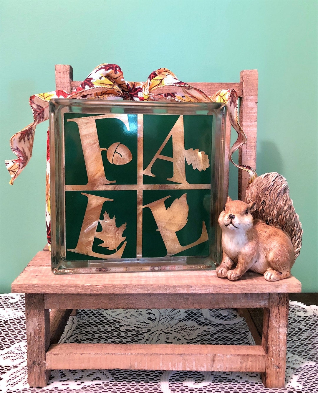 Fall Centerpiece for Table, Glass Block With Lights,thanksgiving ...