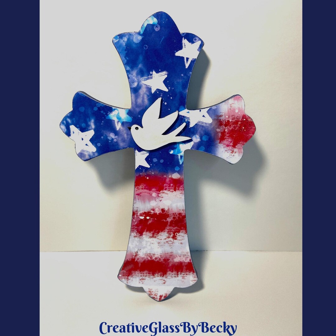 Patriotic Cross, American Flag Cross, Wood Wall Cross, USA Flag Decor ...