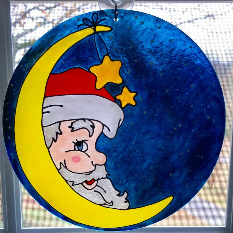 Moon Santa Christmas Santa Decorations Starry Night | Etsy