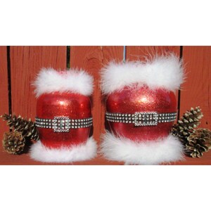 Red Glass Vase, Santa Claus, Hand Painted Vase, Holiday Decor, Unique ...