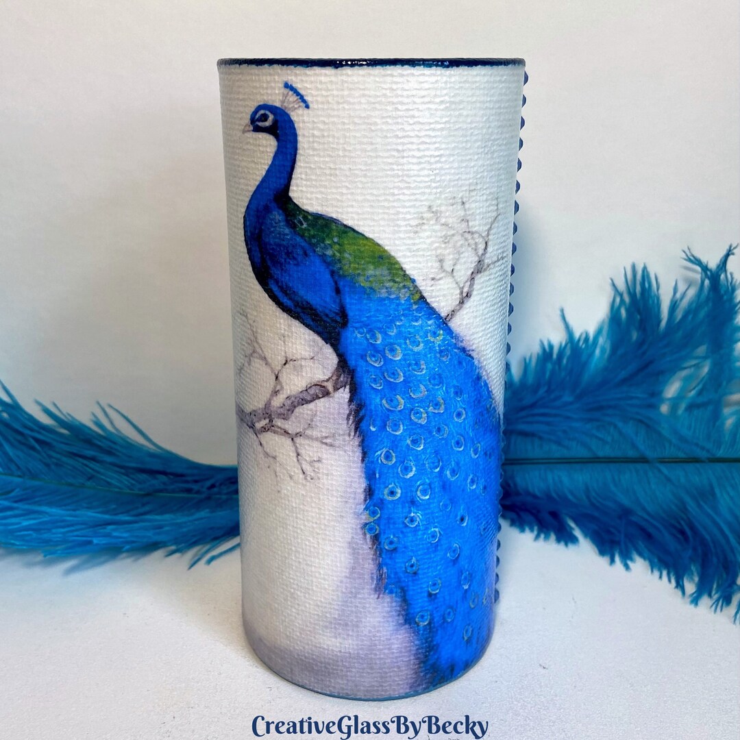 Peacock Vase, Blue Peacock, Peacock Centerpieces, Bird Lover Gifts ...