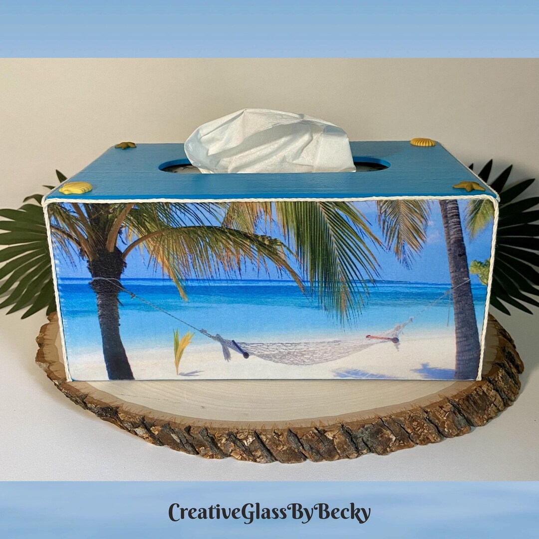 Beach & Palm Tree Tissue Box Cover: Coastal Decor, Beach Lover Gift - Etsy