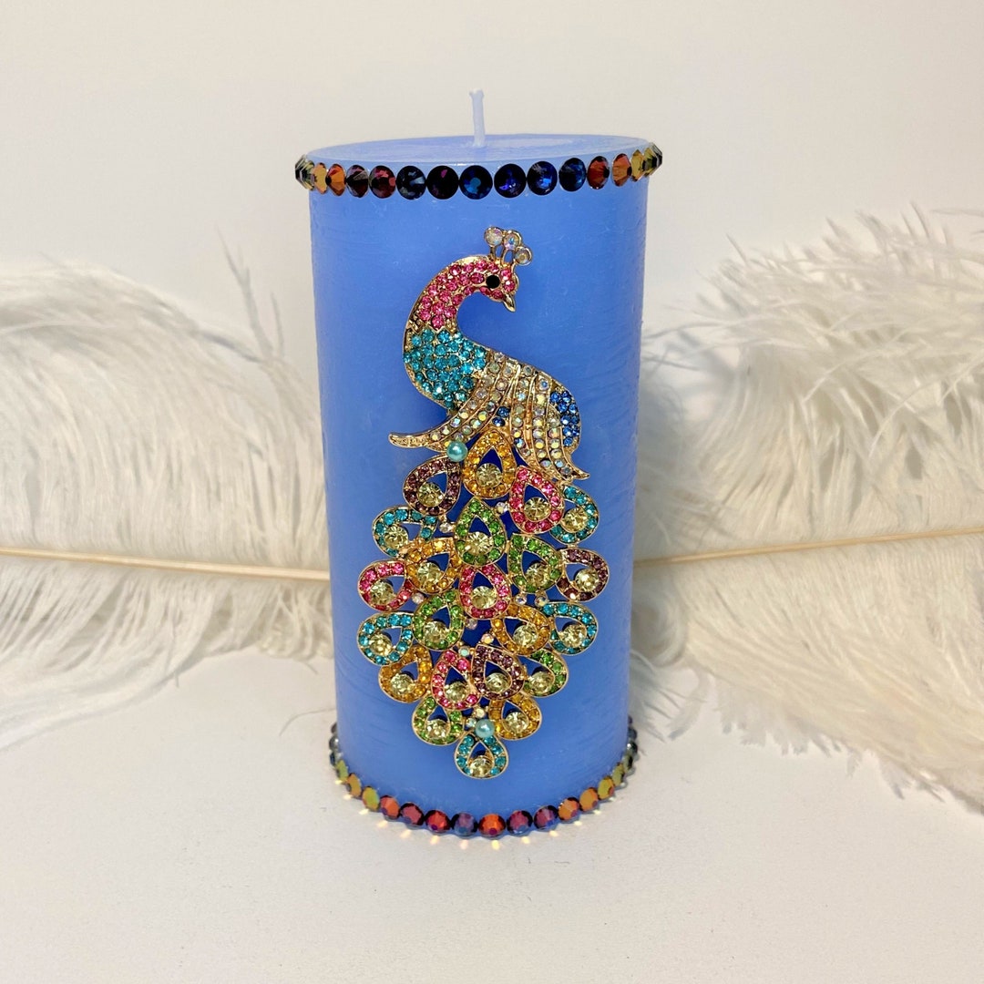 Peacock Gifts, Peacock Candle, Rainbow Candle, Peacock Centerpieces ...