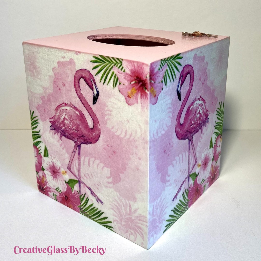 Decoupage Flamingo Tissue Box Cover: Tropical Pink Decor - Etsy