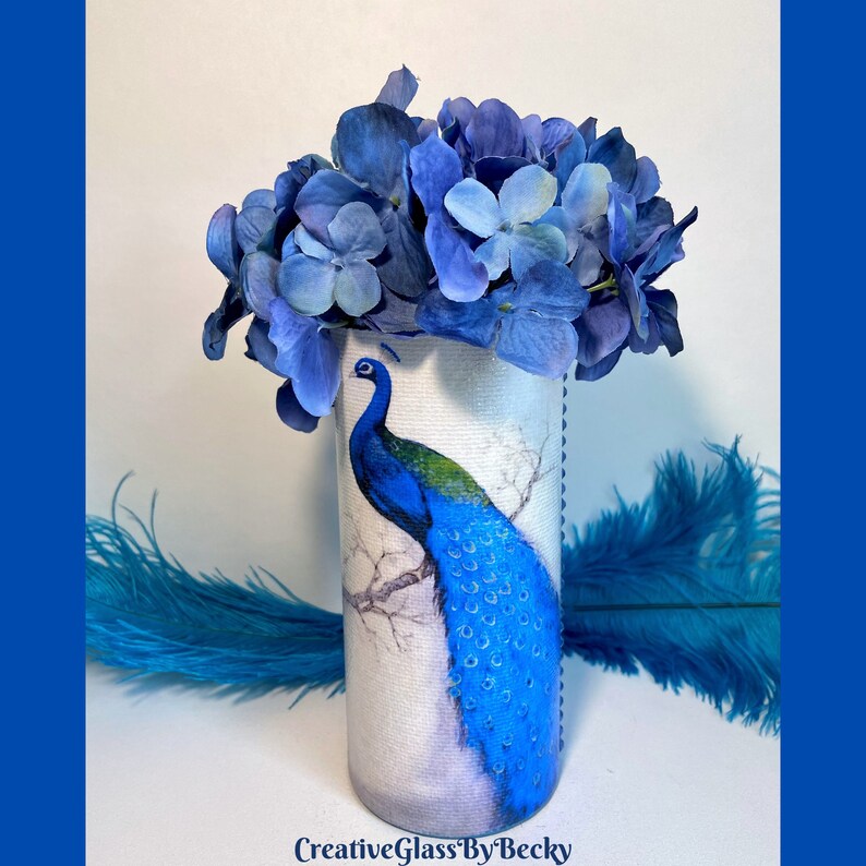 Peacock Vase, Blue Peacock, Peacock Centerpieces, Bird Lover Gifts ...