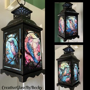 Hummingbird Lantern, Faux Stained Glass Lantern, Hanging Lanterns ...
