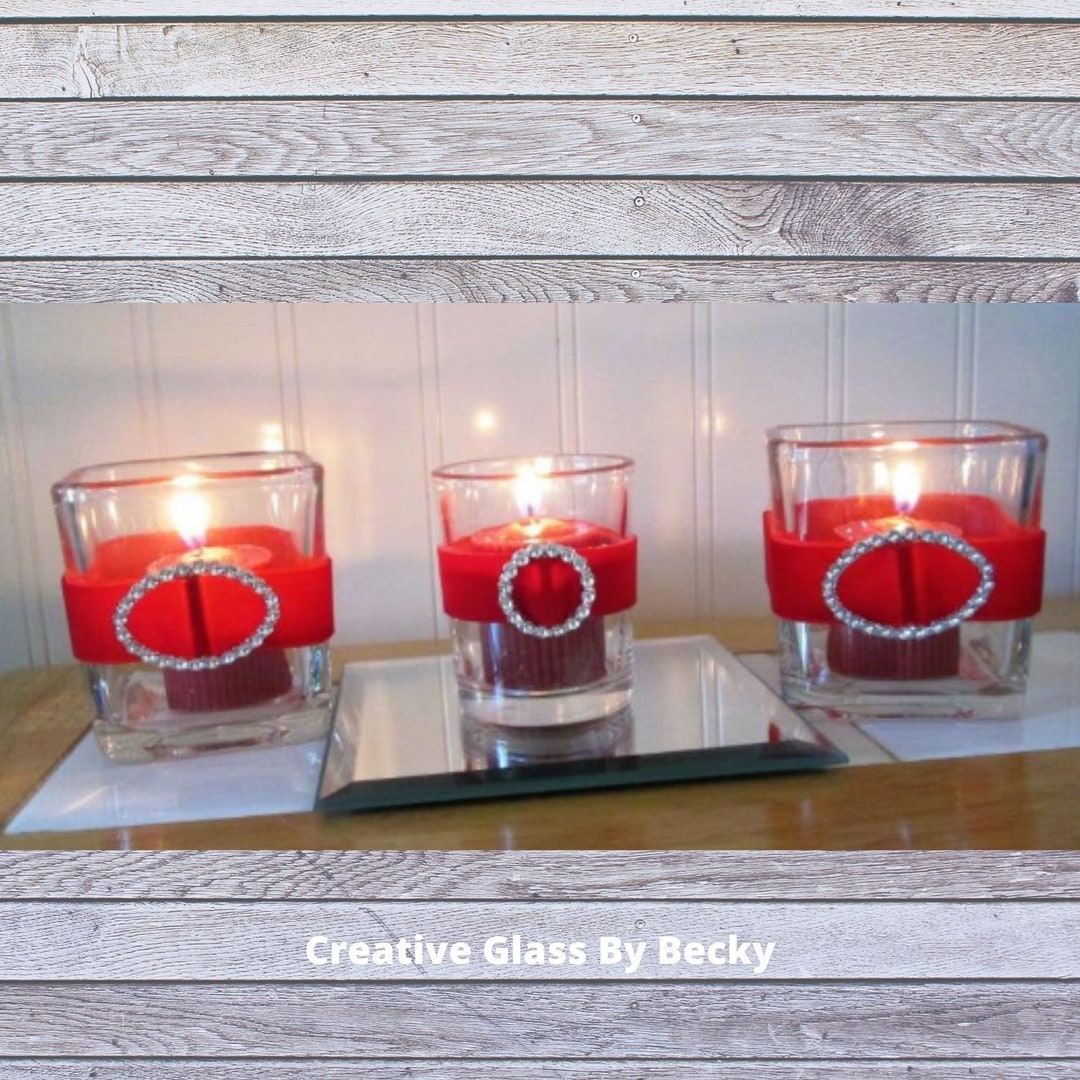 Romantic Candle Holders Elegant Red Candles Valentines Gift - Etsy