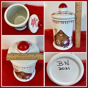 Holiday Cookie Jar, Christmas Canisters, Christmas Village Decor, Merry ...