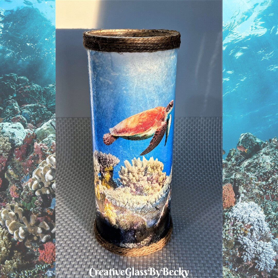 Sea Life Vase, Sea Life Gifts, Coral Reef Decor, Underwater Scene Light ...